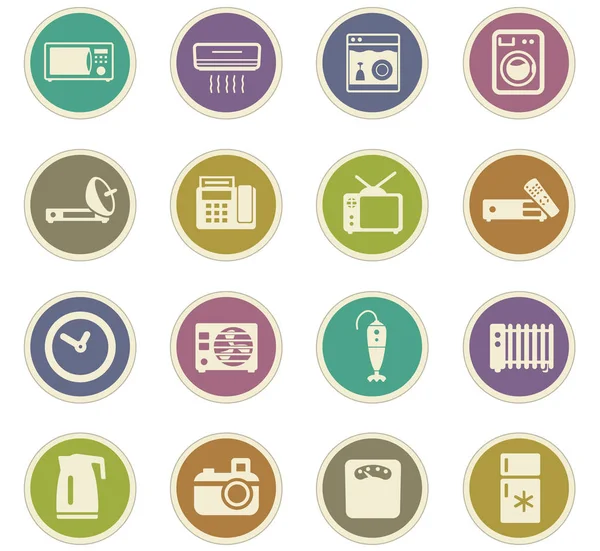 Home Appliances Vector Icons User Interface Design Colored Buttons Dark ...