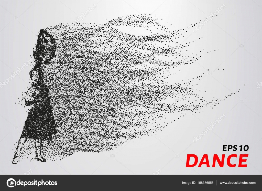 Dance of the particles. Girl dancing in jump. A dancer performs ...