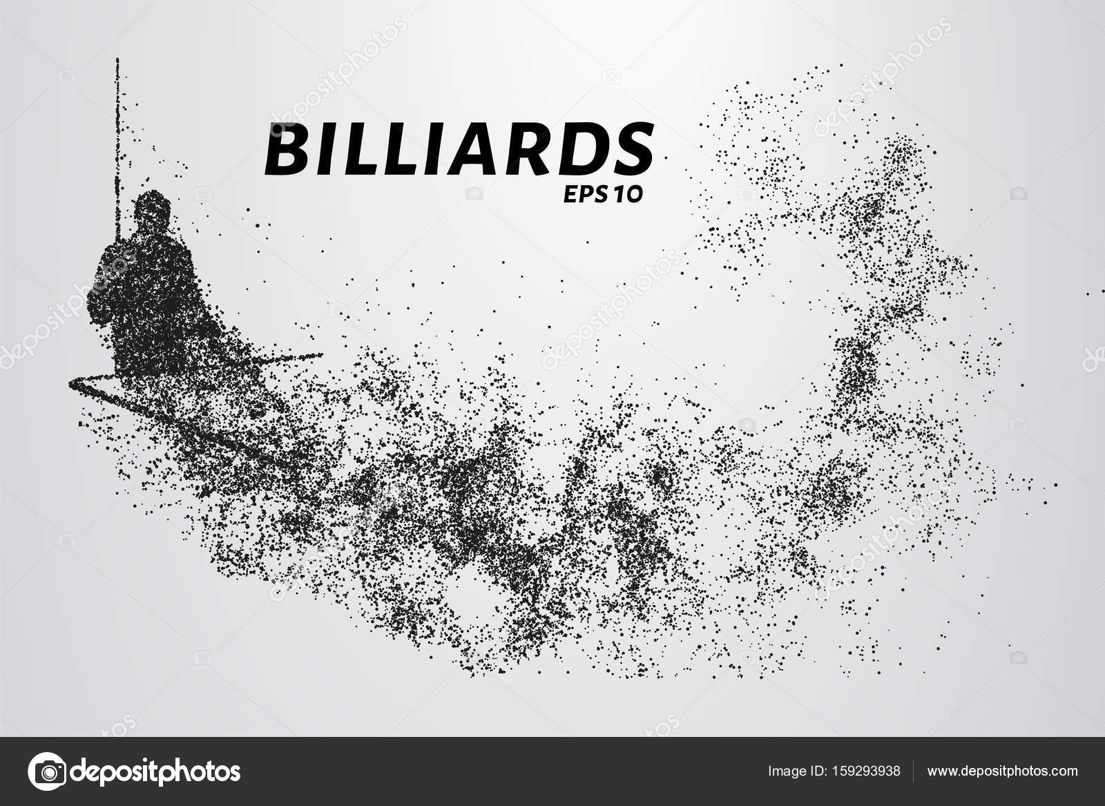 Billiards of particles. Silhouette of Billiards player consists of ...