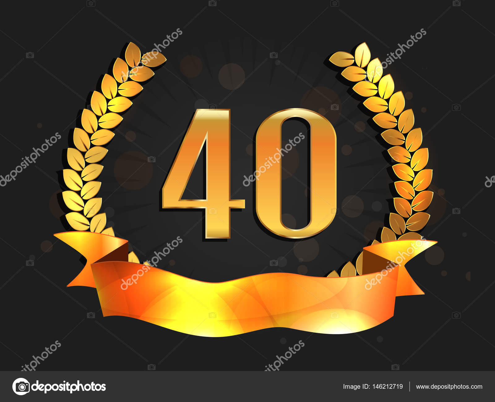 Czterdzieści lat rocznica transparent. 40-urodzinowe logo. wektor ...