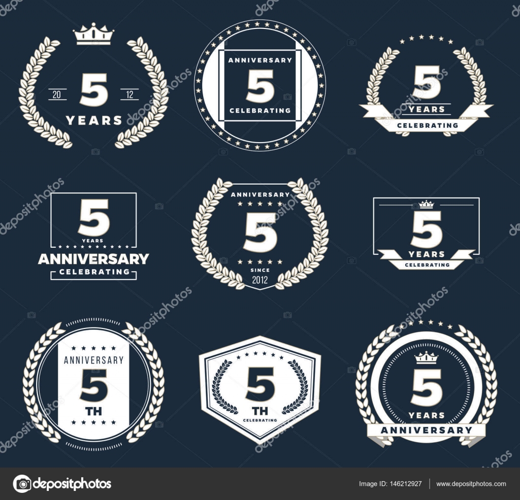 Five years anniversary logotypes and badges. 5th anniversary logo ...