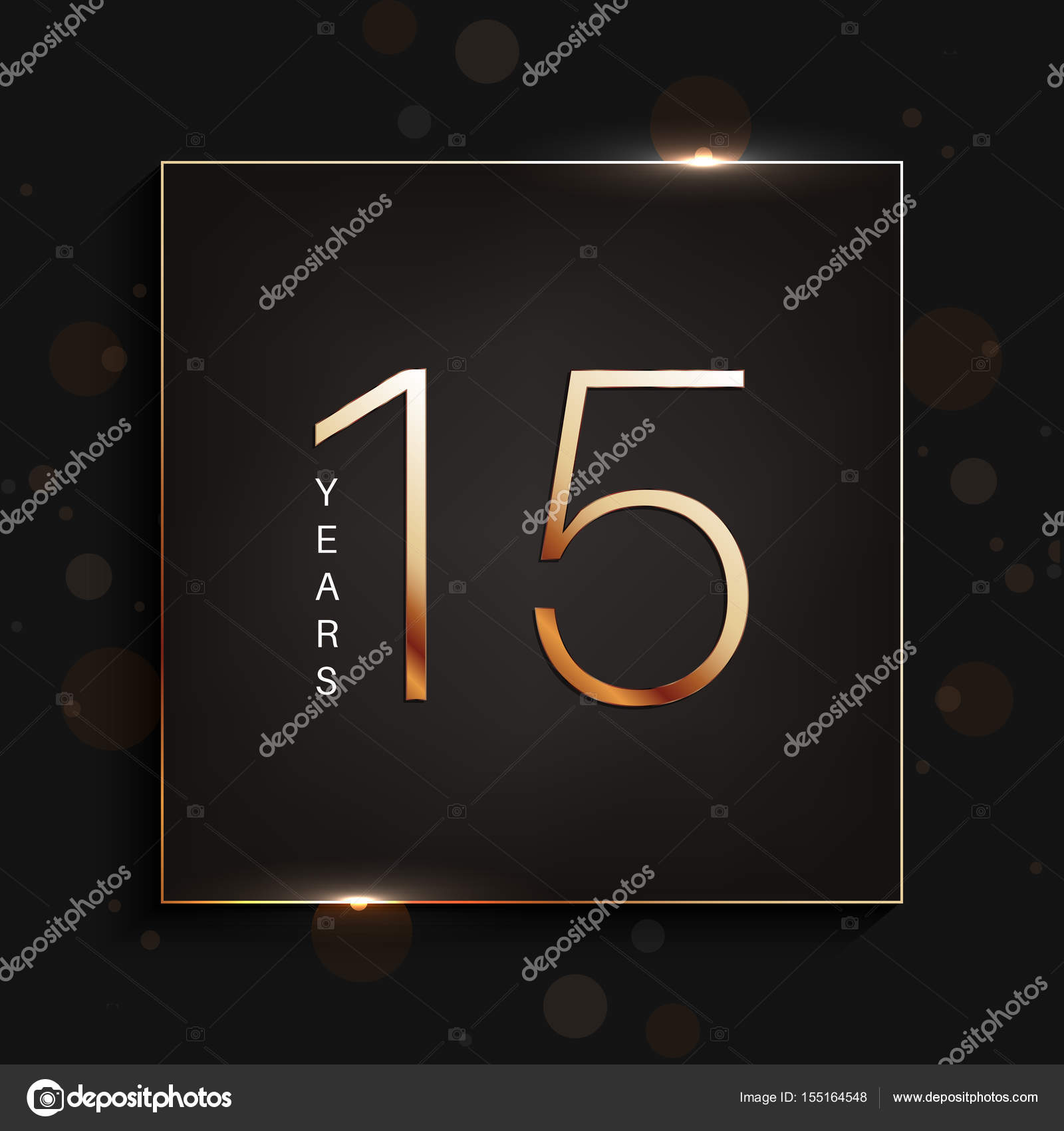 15 years anniversary gold banner on dark background. Vector ...