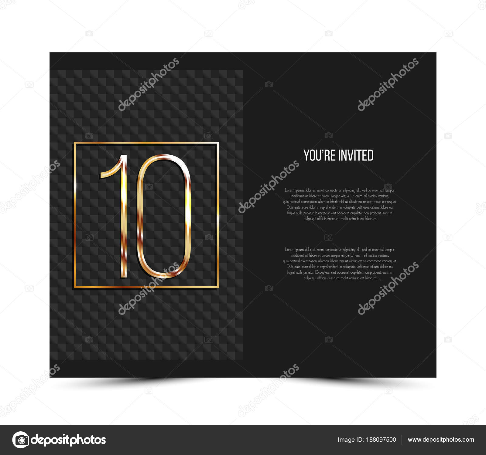 10th anniversary invitation card template. Vector illustration. Stock ...