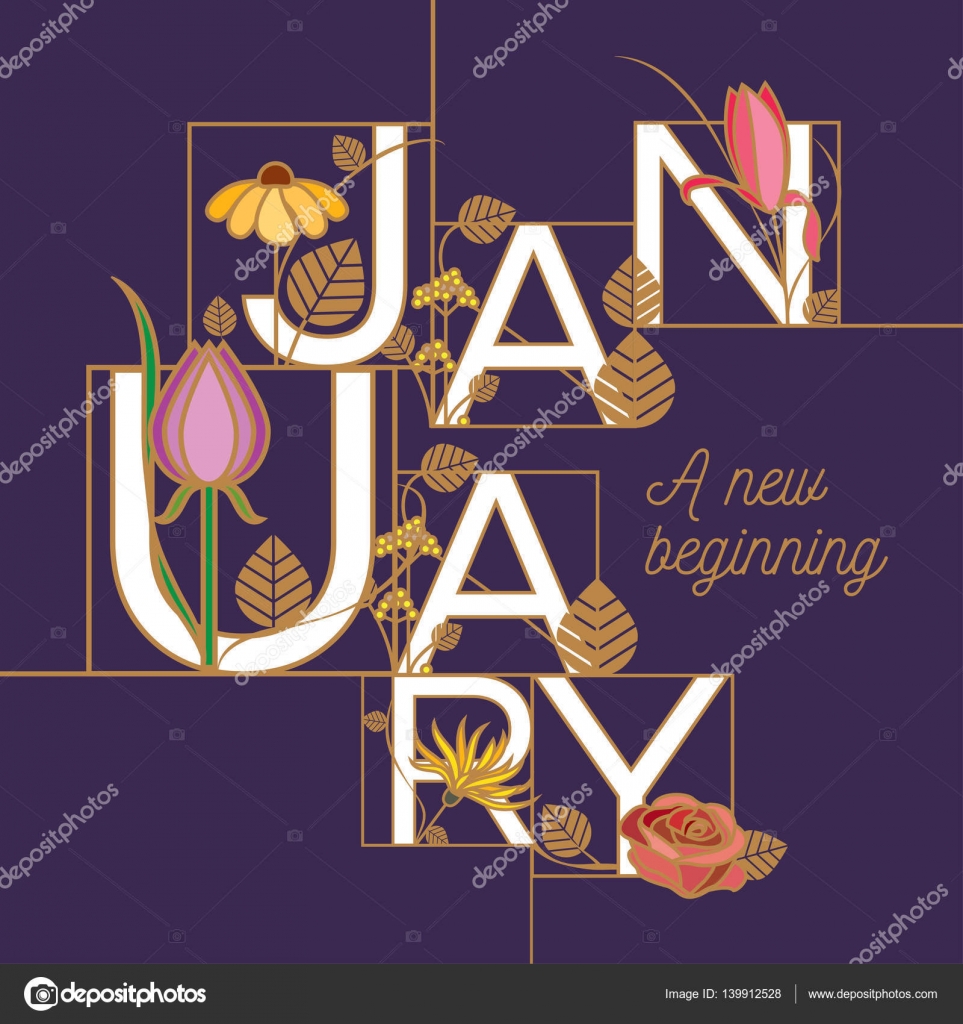 January typographic design in floral theme Stock Vector Image by ...