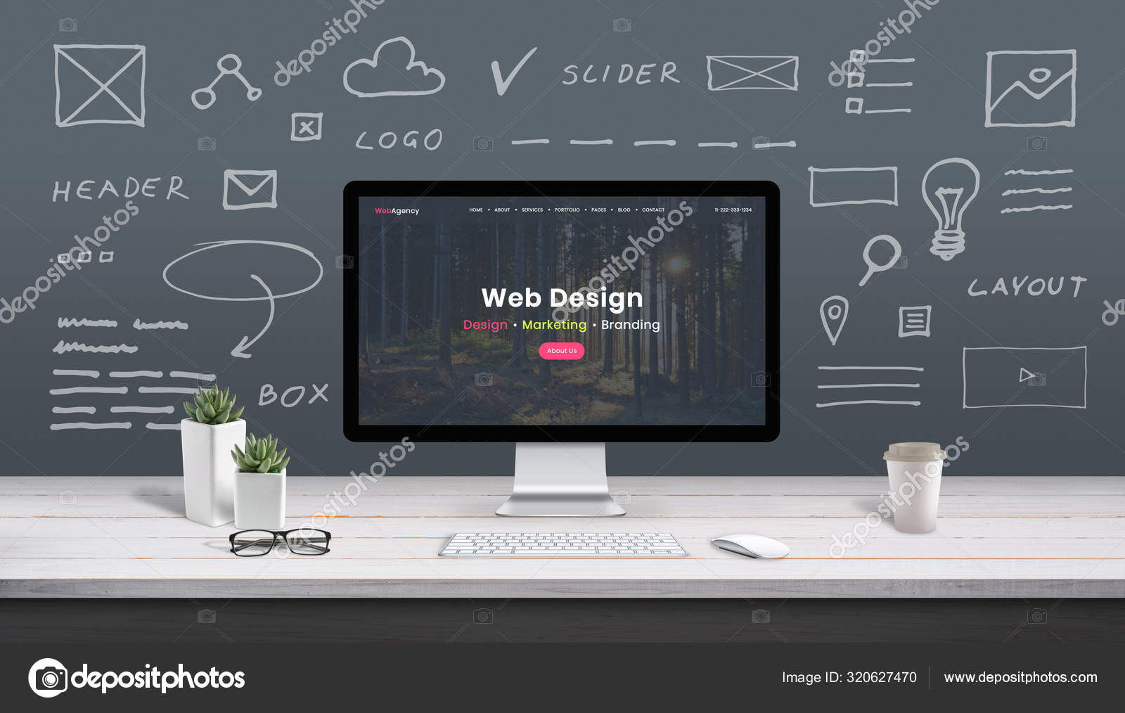 Web Design Concept Computer Display Web Theme Drawings Website App — Stock Photo © vlado85 ...