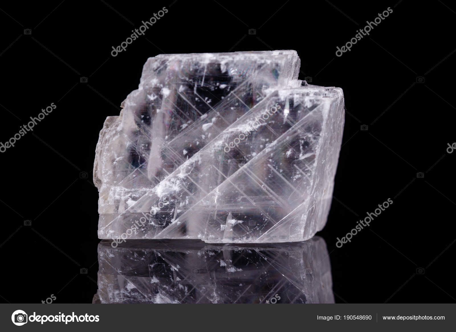 Macro mineral stone Iceland spar on black background Stock Photo by ...