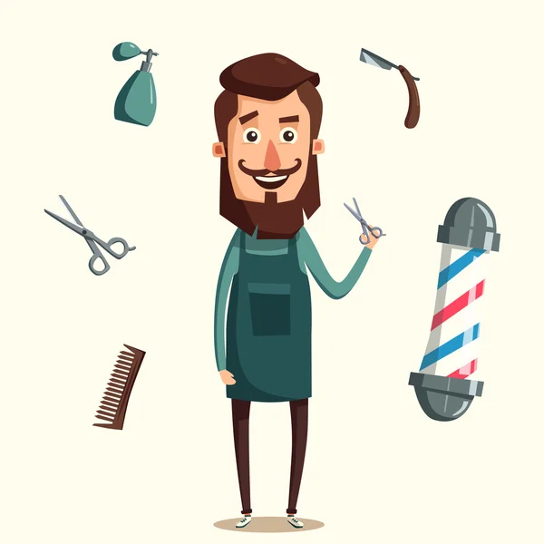 Cute barber character. Cartoon vector illustration — Stock Vector ...