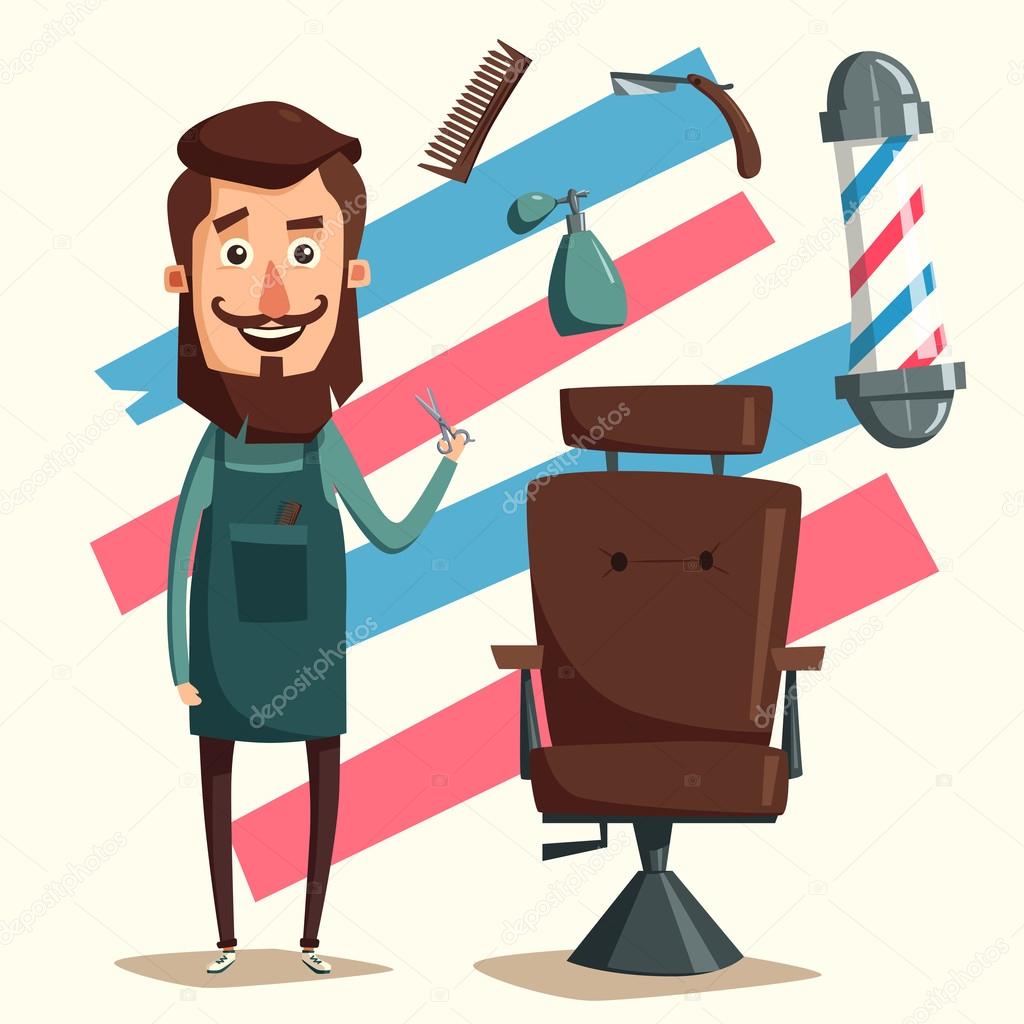 Söta Frisör karaktär. Tecknade vektorillustration — Stock Vektor ... Söta Frisör karaktär. Tecknade vektorillustration — Stock Vektor ...