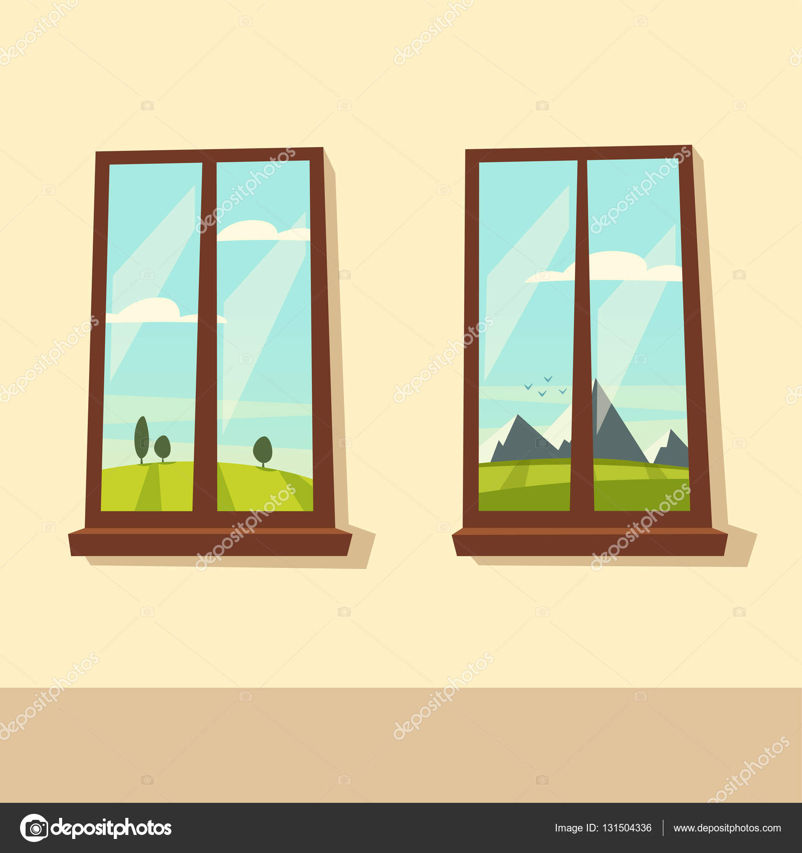 View from the windows. Cartoon vector illustration. Stock Vector Image ...