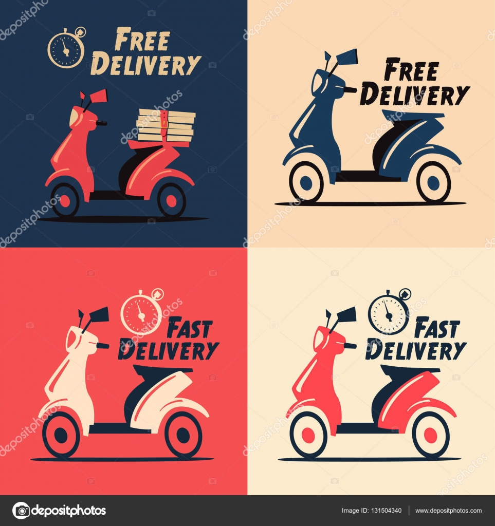 Livraison rapide et gratuite. Illustration vectorielle de dessin animé ...