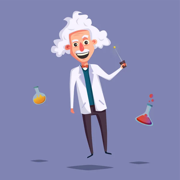 Crazy old scientist. Funny character. Cartoon vector illustration Stock ...