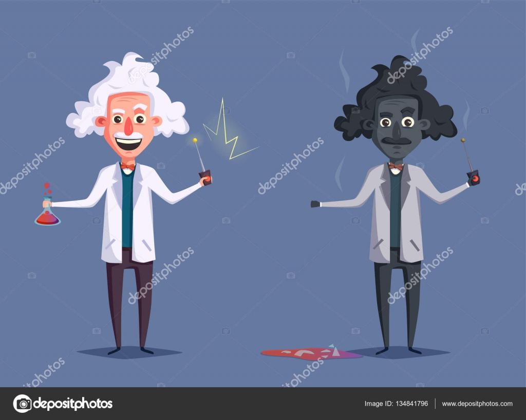 Crazy old scientist. Funny character. Cartoon vector illustration Stock ...