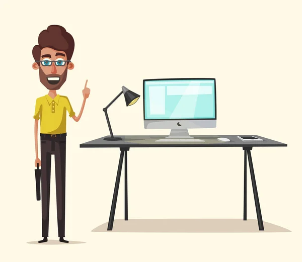 Modern workplaces. Creative characters. Office work. Cartoon vector ...