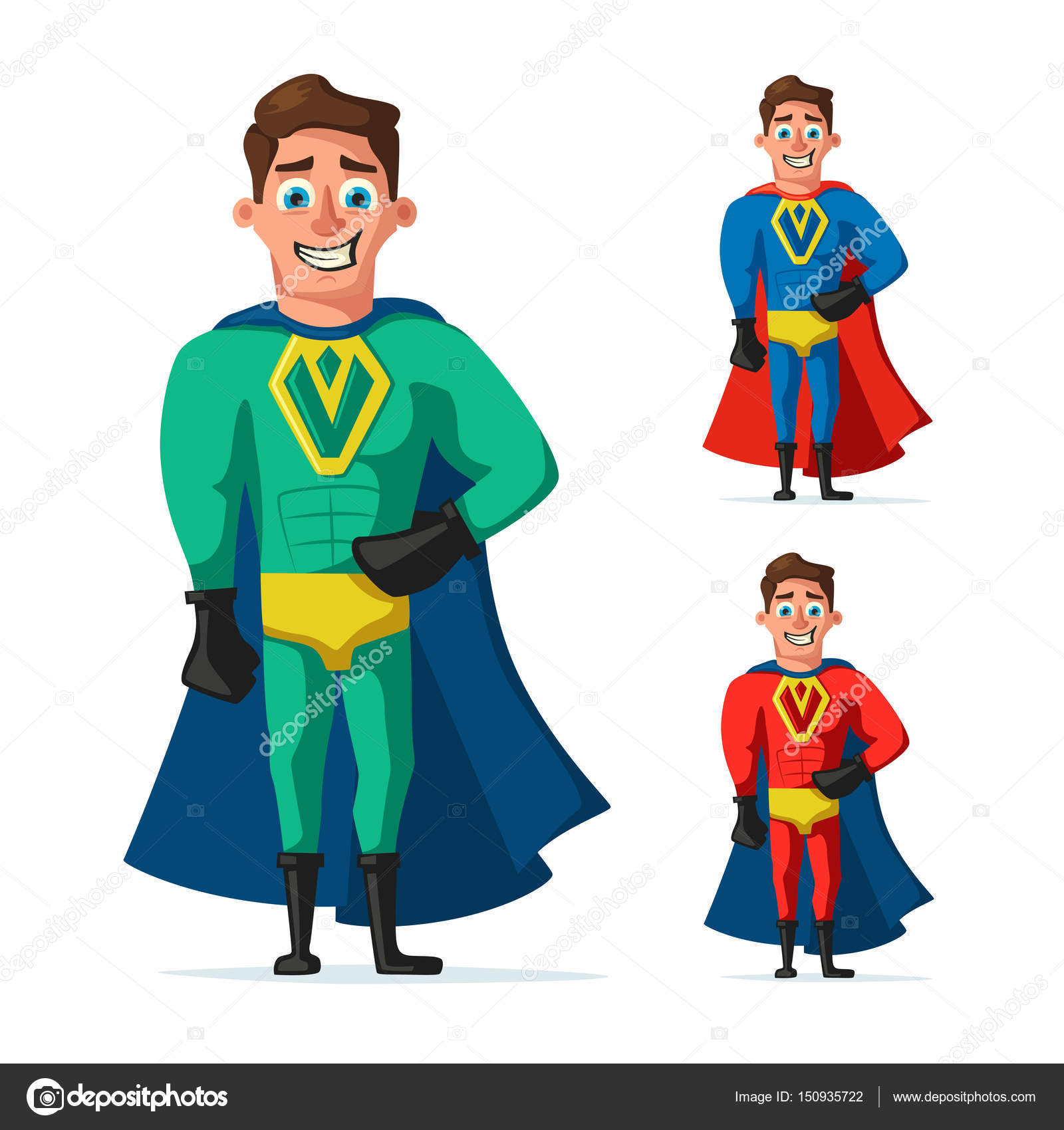 Superhelden in Uniform. Zeichentrickvektorillustration Stock ...