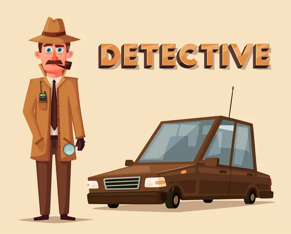 Funny detective character. Cartoon vector illustration ⬇ Vector Image ...