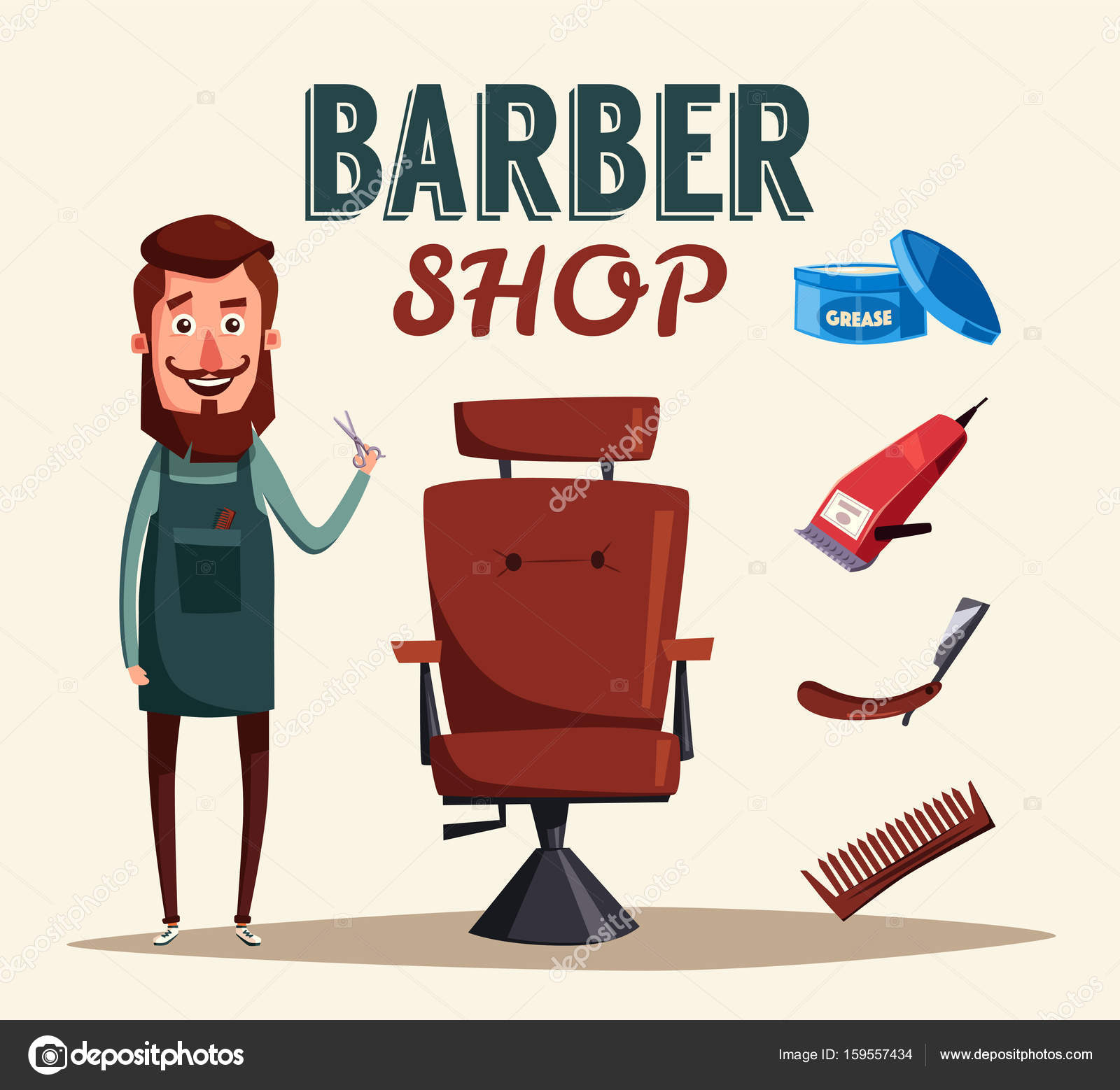 Cute barber character. Cartoon vector illustration — Stock Vector ... Cute barber character. Cartoon vector illustration — Stock Vector ...