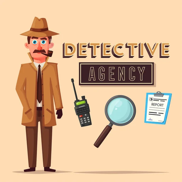 Funny detective character. Cartoon vector illustration ⬇ Vector Image ...