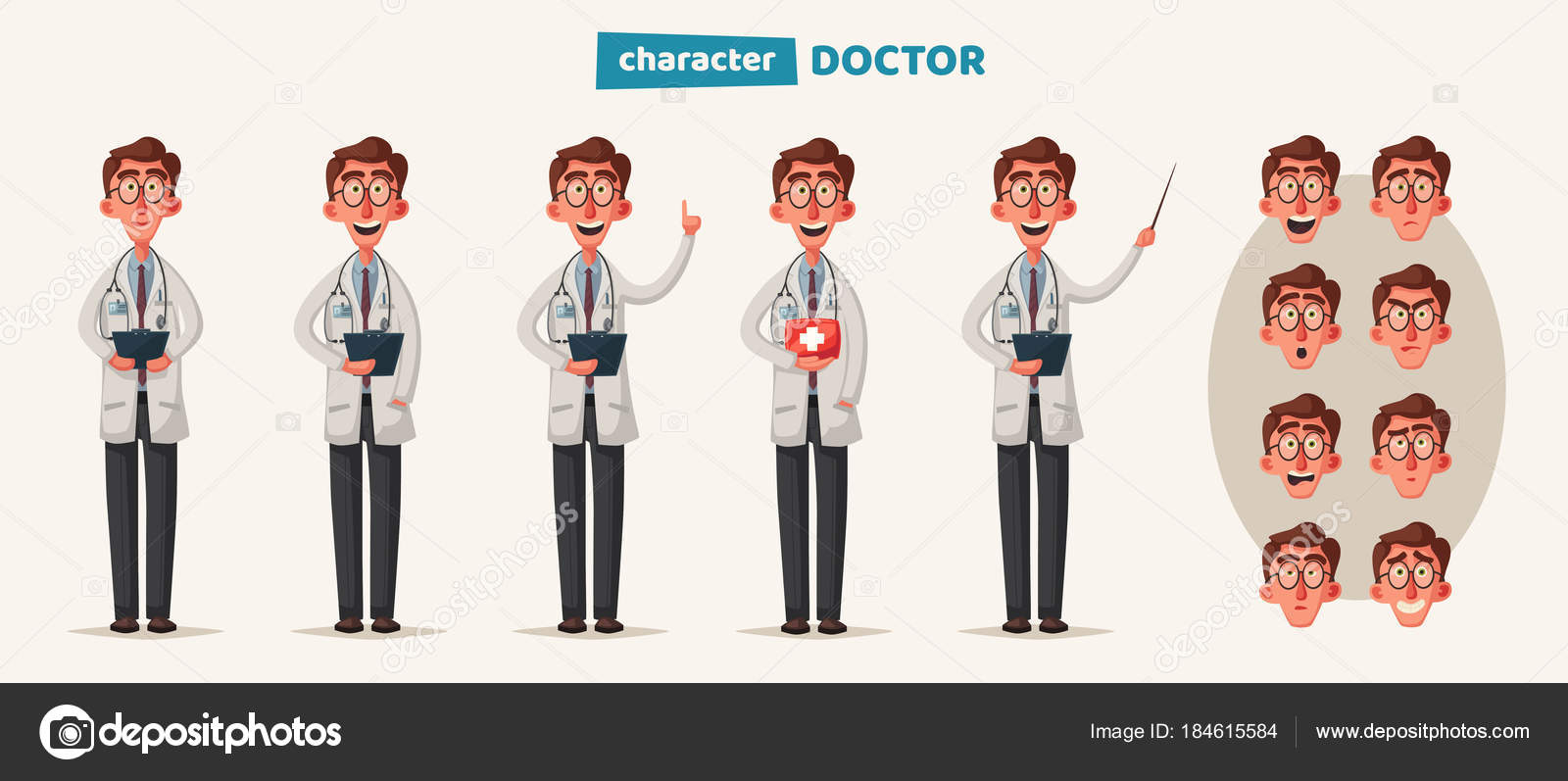 Smart doctor. Funny character design. Cartoon vector illustration Stock ...