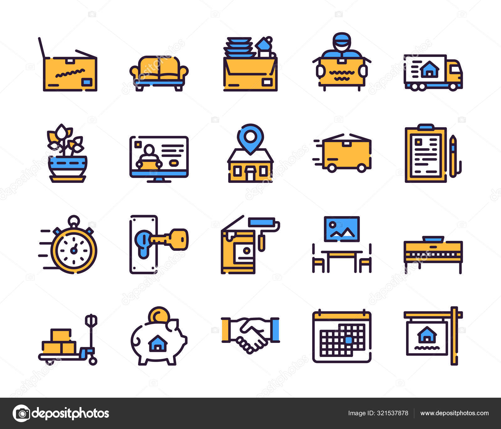 Moving items color linear icons set Stock Vector Image by ©dmitrymoi ...