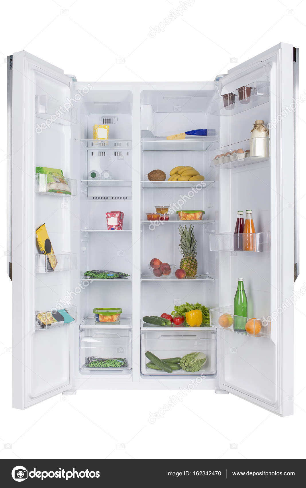 Open fridge full of fresh fruits and vegetables — Stock Photo ...