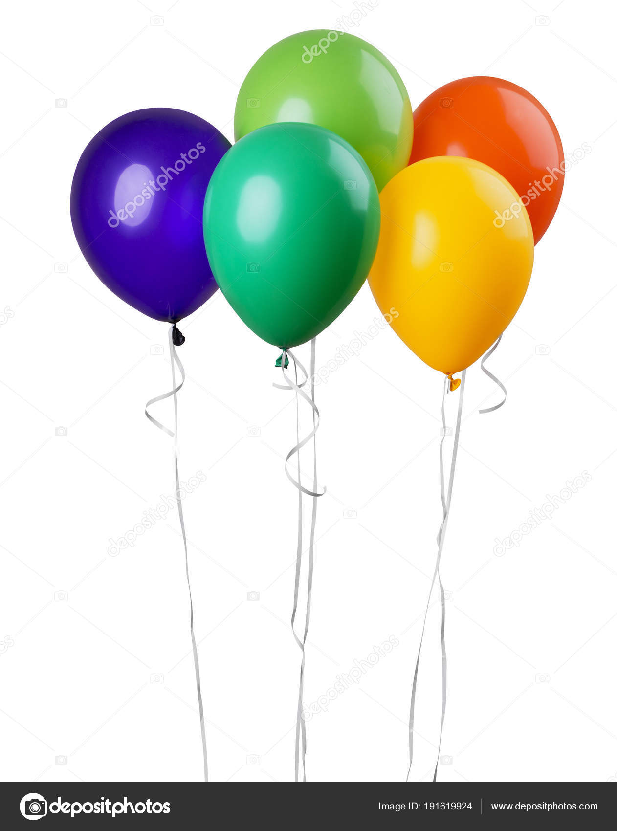 Five Balloons Isolated White Background Party Decoration Celebrations ...