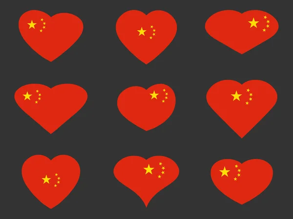 China. Hearts with Chinese flag. Vector illustration. - Stock Image ...