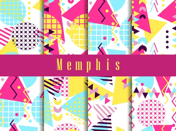 Memphis funky pattern. Retro 90s abstract shapes backgrounds. Creative ...