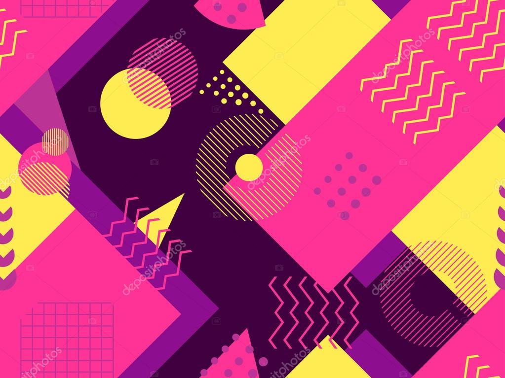 Patr n sin costuras de Memphis. Elementos geom tricos memphis en el estilo de los a os 80 ...