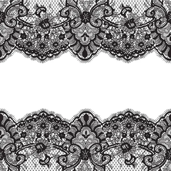 Black Lace seamless pattern with flowers on white background - — Stock ...
