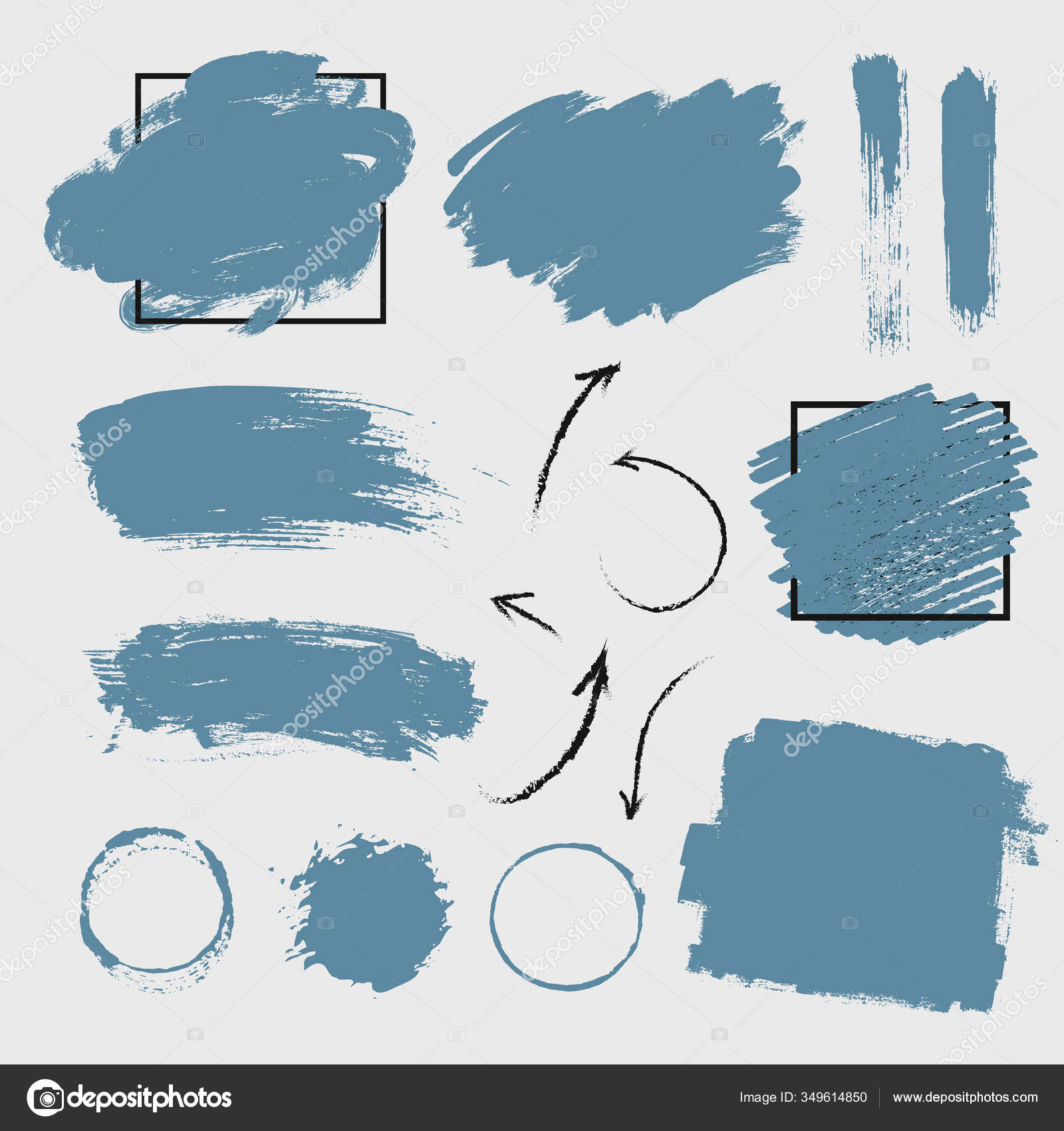 Vector illustration imitation smear paint and arrows hand-drawing Stock ...