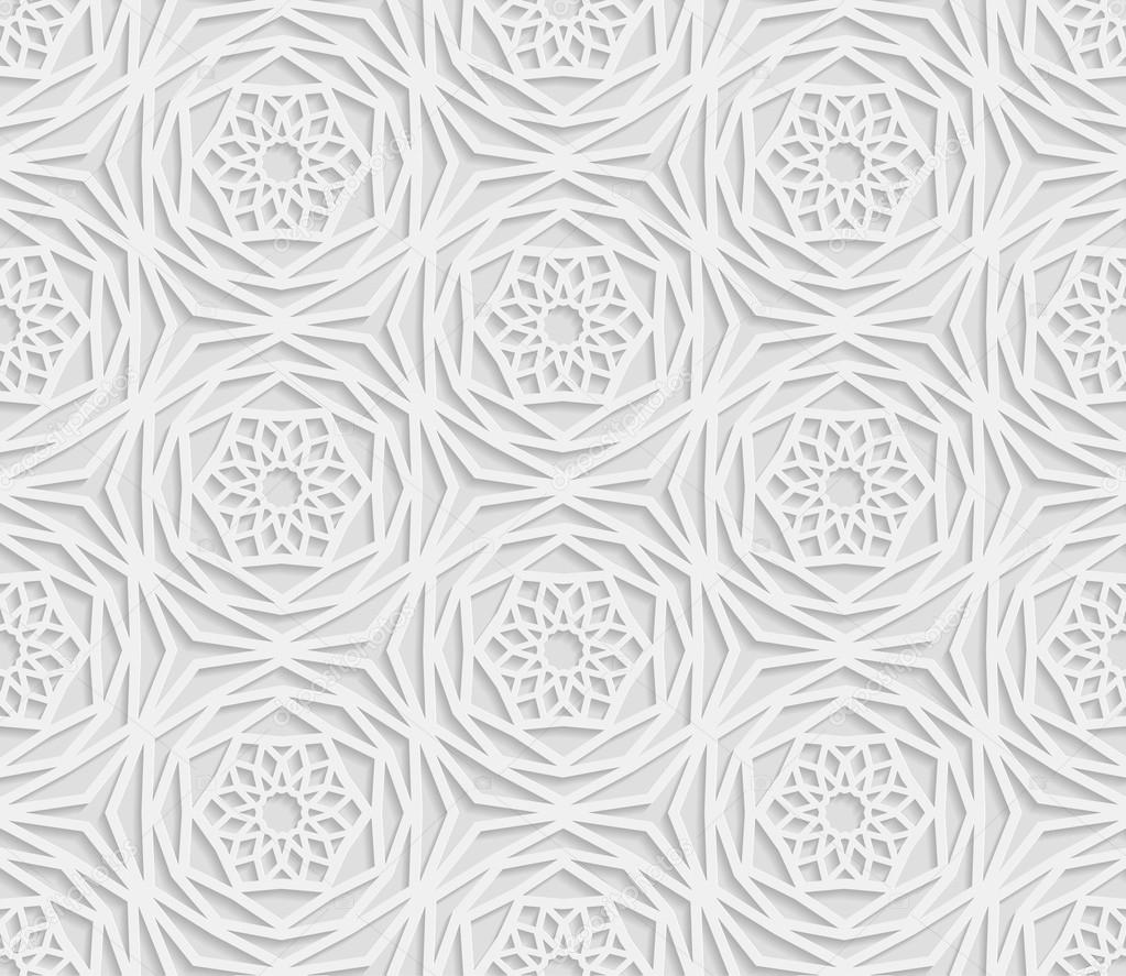 Seamless arabic geometric pattern, 3D white pattern, indian ornament ...