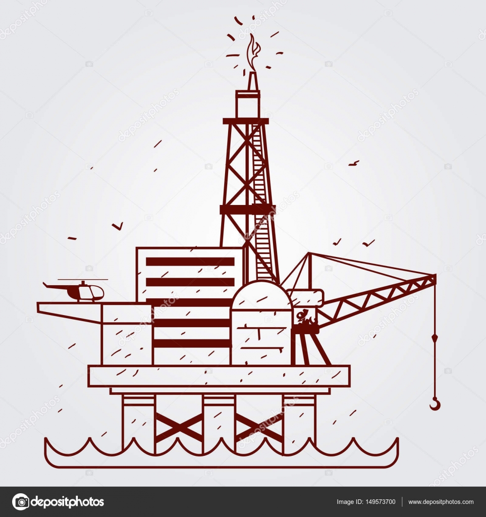 Gas, oil platform. Outline drawing. Stock Vector by ©filkusto 149573700
