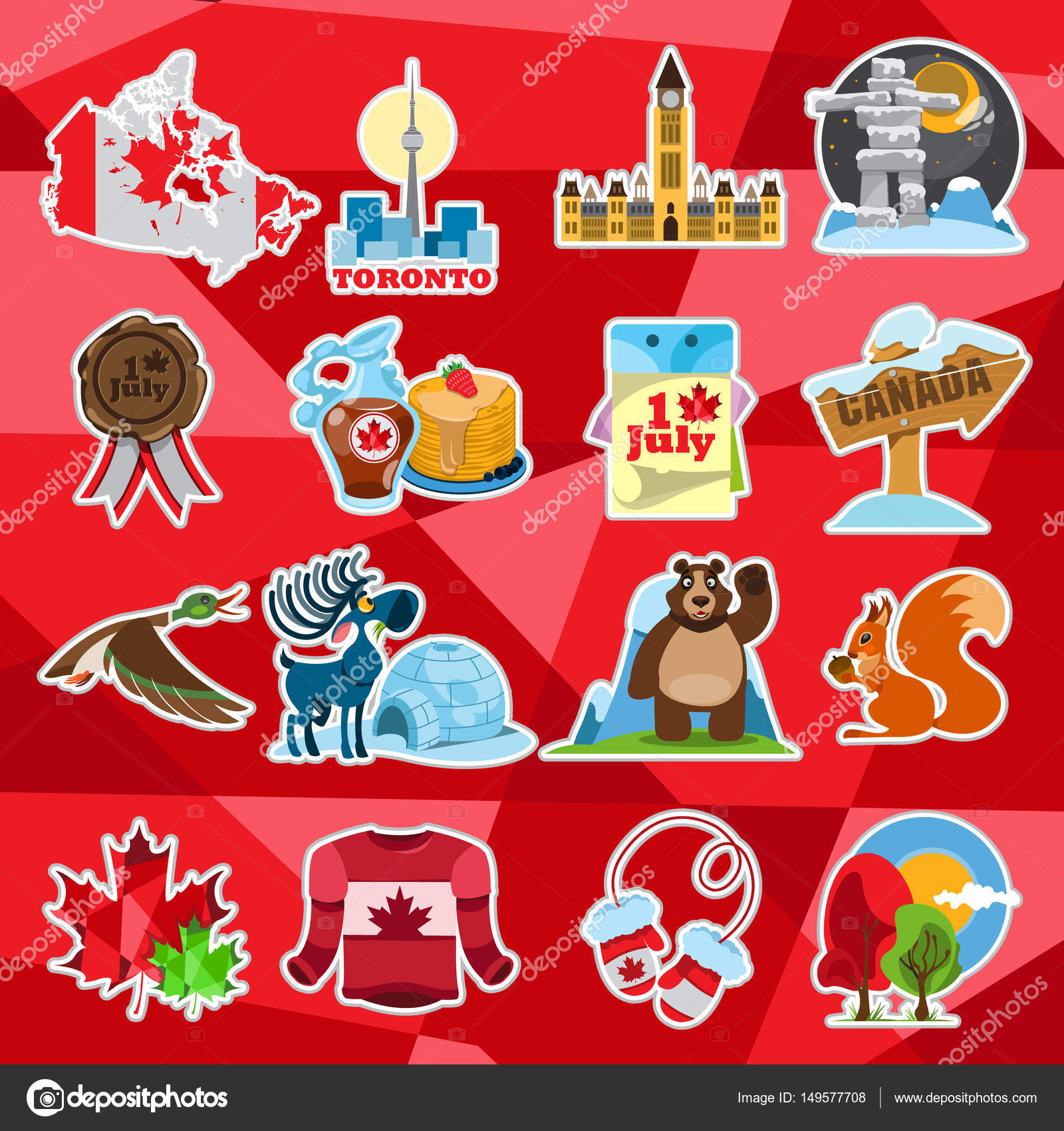 Símbolos do conjunto Canadá Vetor de ©filkusto 149577708