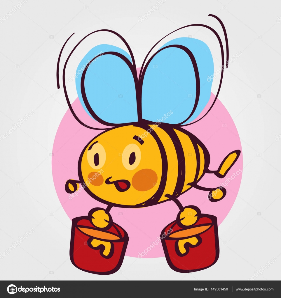 Cartoon bee with buckets — Stock Vector © filkusto #149581450