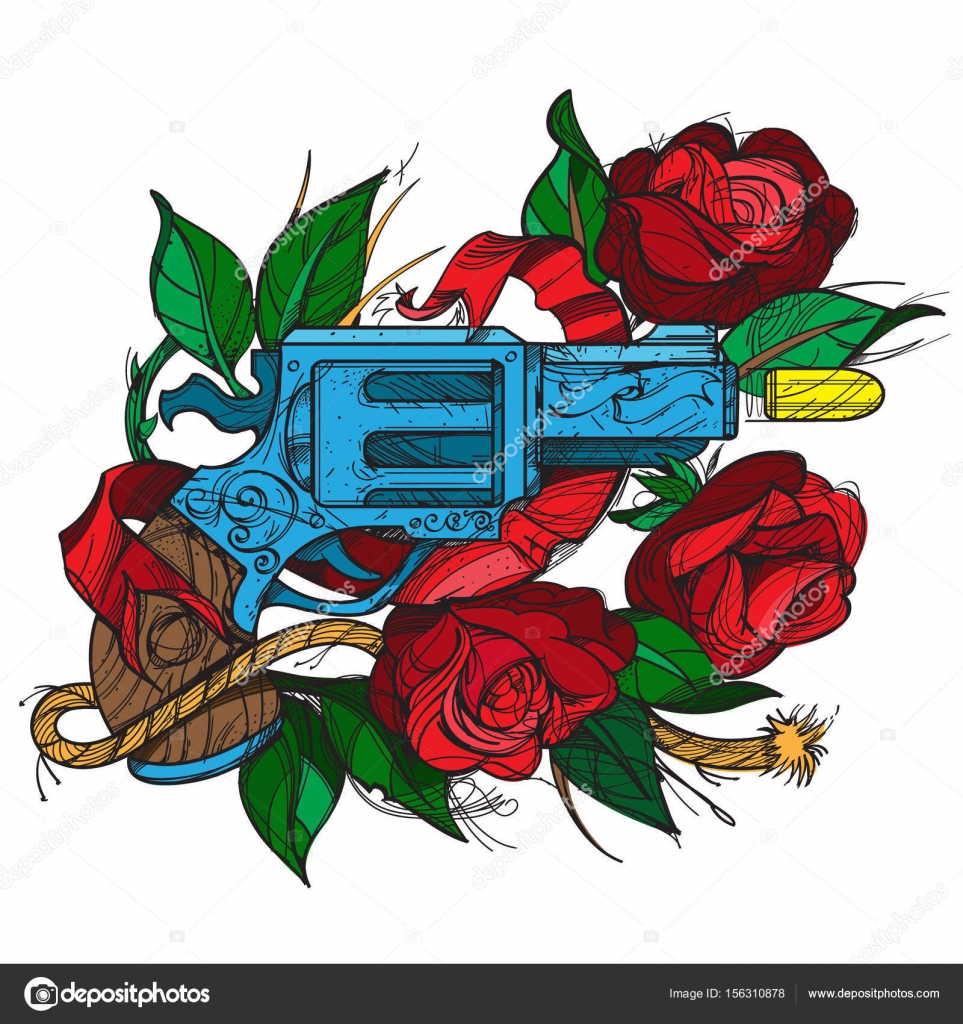 Gun And Roses Designs
