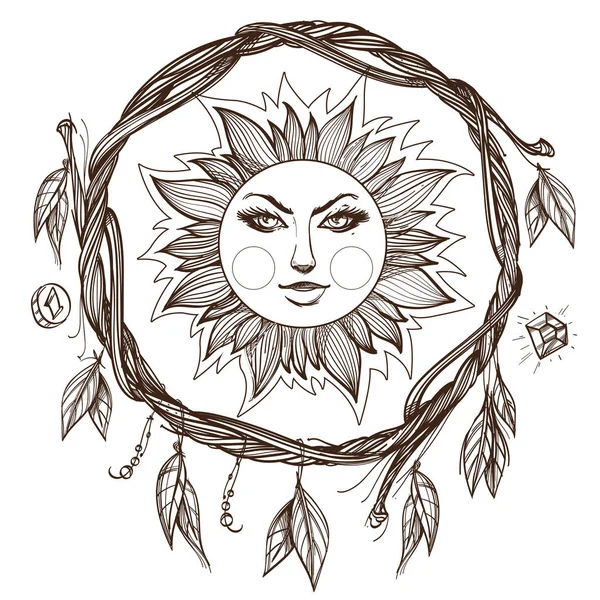 Sun. Vintage stylized outline drawing Stock Vector Image by ©filkusto ...