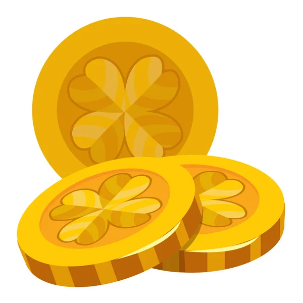 Three gold coins with four-leaf clover. — Stock Photo © filkusto #101732924