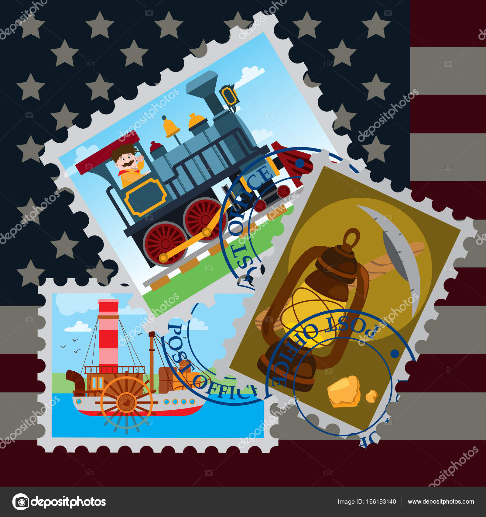 American postage stamps poster Stock Vector Image by ©filkusto #166193140