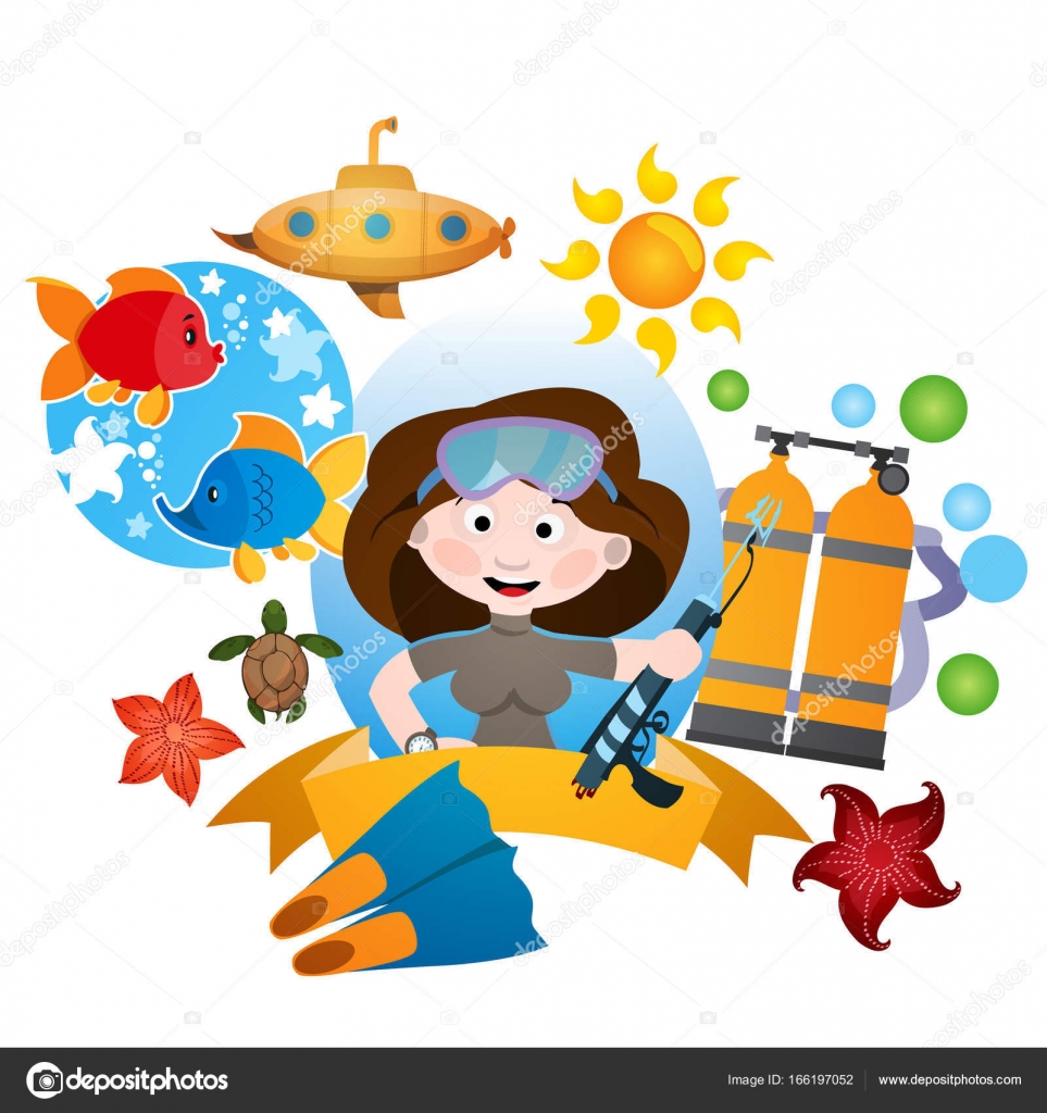 Cartoon diver character Stock Vector by ©filkusto 166197052