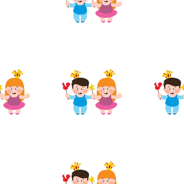 Little boy and girl seamless pattern, princess and prince, toddler and ...