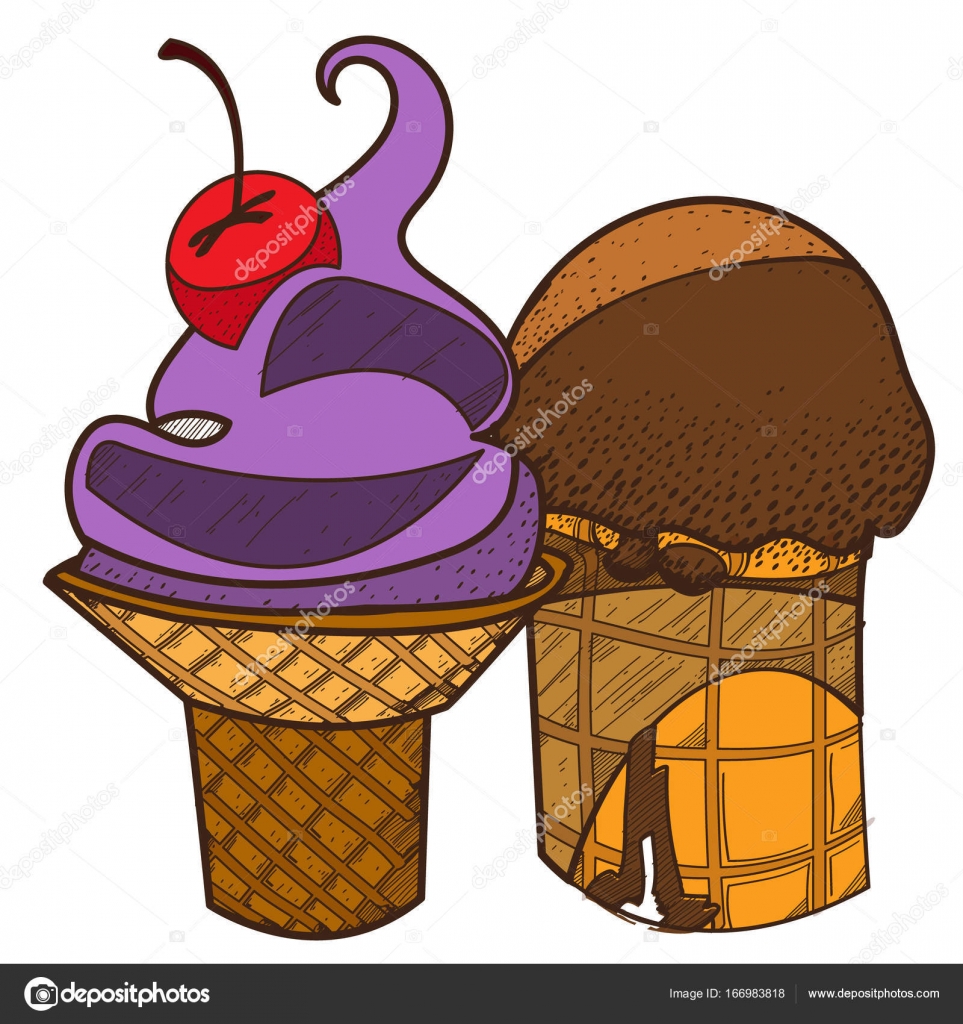 Ice Cream Waffle Cup Stock Illustration By ©filkusto 166983818