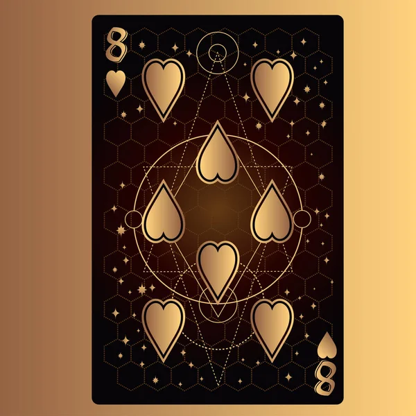 Ocho Corazones Jugando Las Cartas Con Diseño Original Sobre Tema Vector ...
