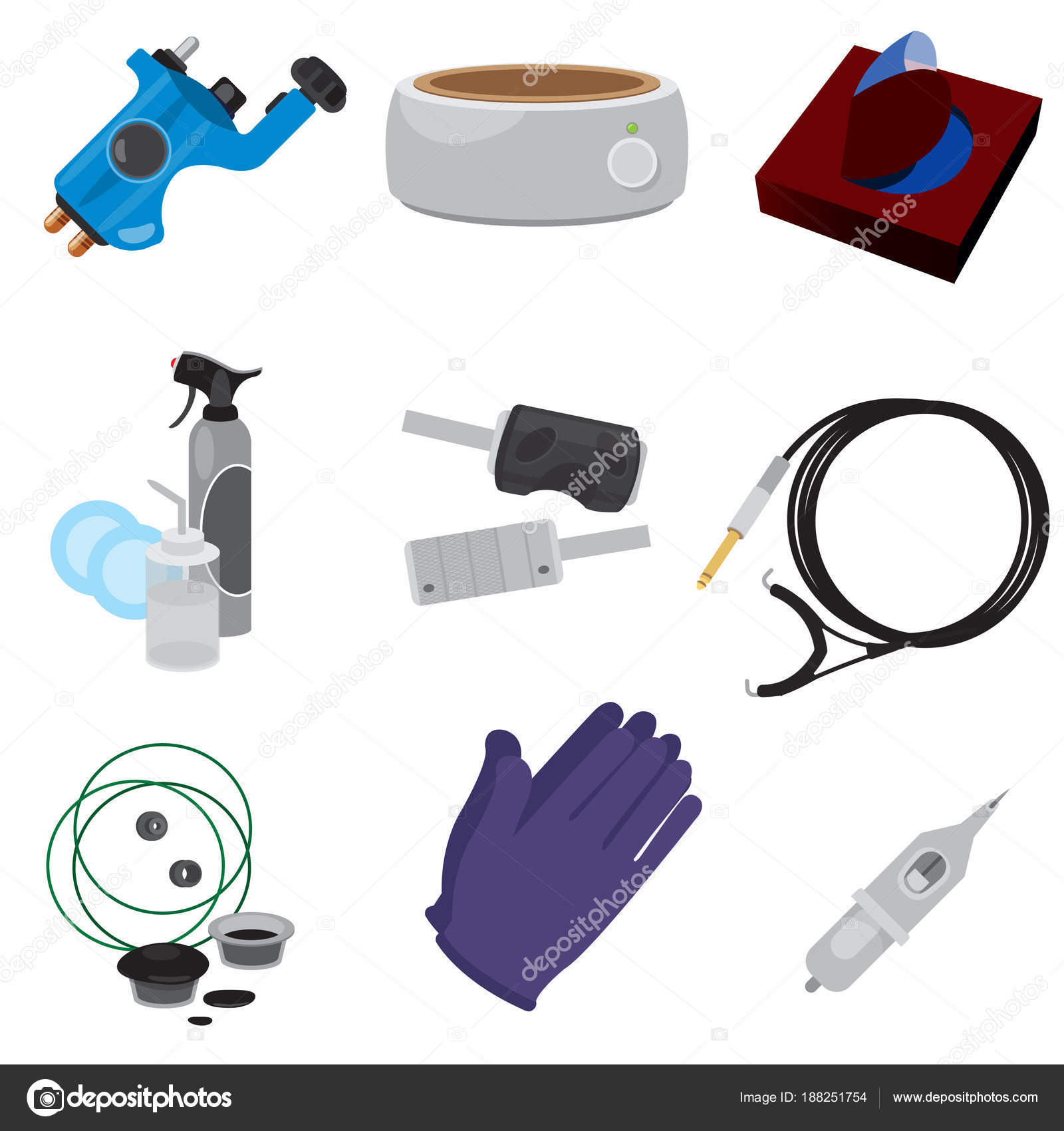 Set Tattoo Tools Isolated White Background Stock Vector by ©filkusto ...