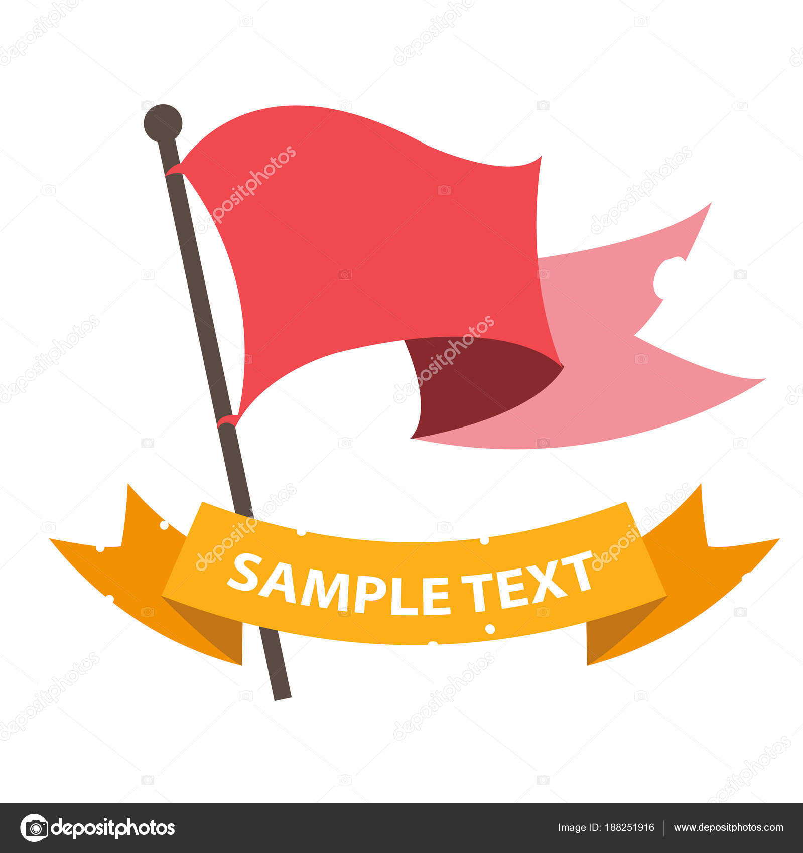 Red Flag Icon Isolated White Background Place Text Stock Vector by ...