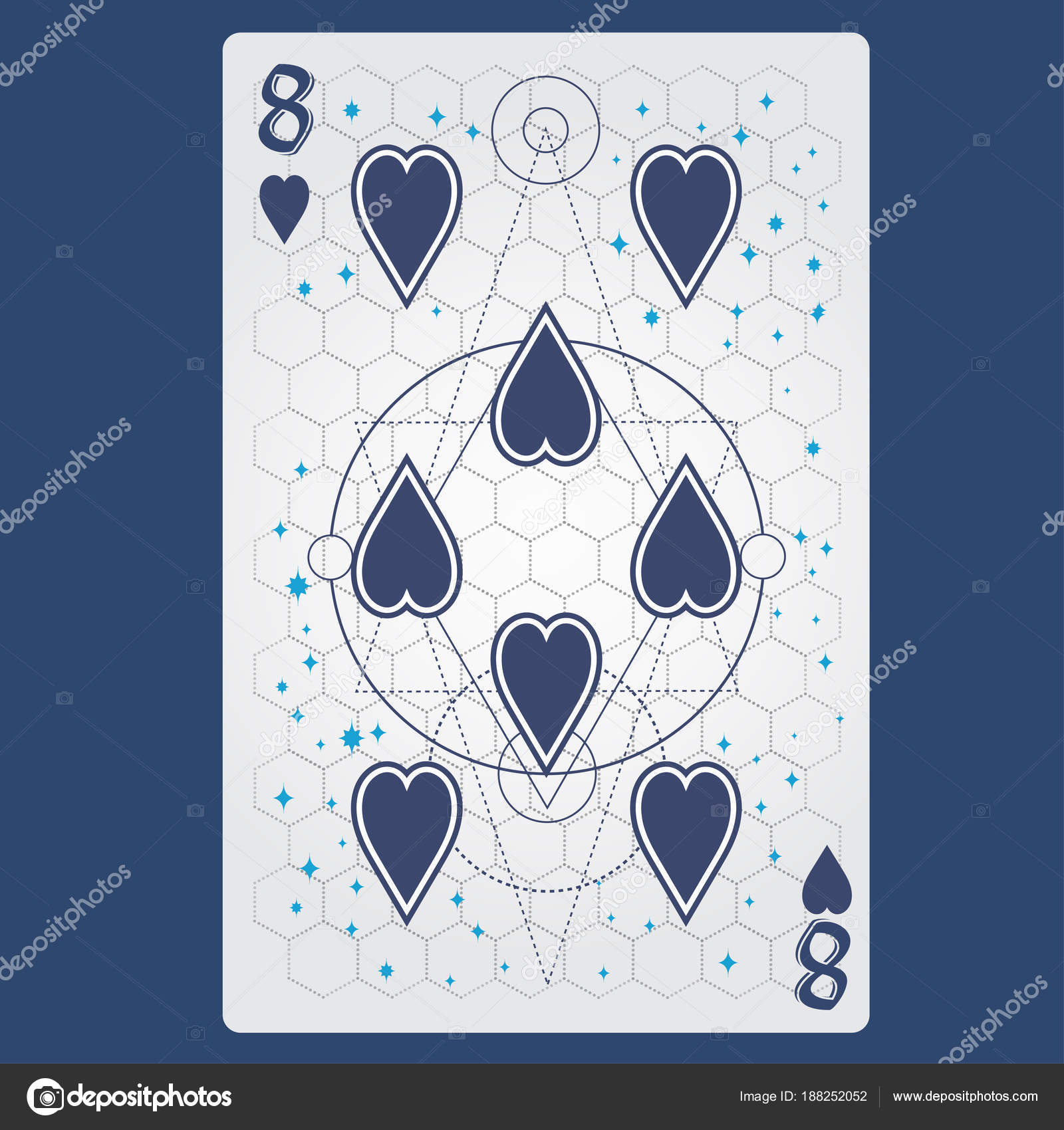 Ocho Corazones Jugando Las Cartas Con Diseño Original Sobre Tema Vector ...