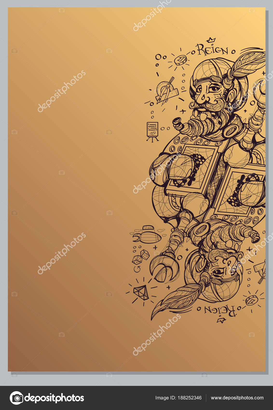 King Character Creating Posters Covers Brochures Beige Background Stock ...