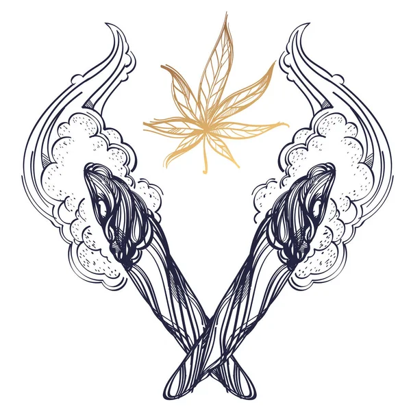 Couple Weed Joint Spliff Isolated White Background Stock Vector Image ...