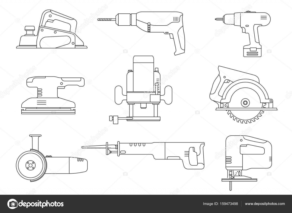 Electric tools line icons. — Stock Vector © bolotoff #159473498