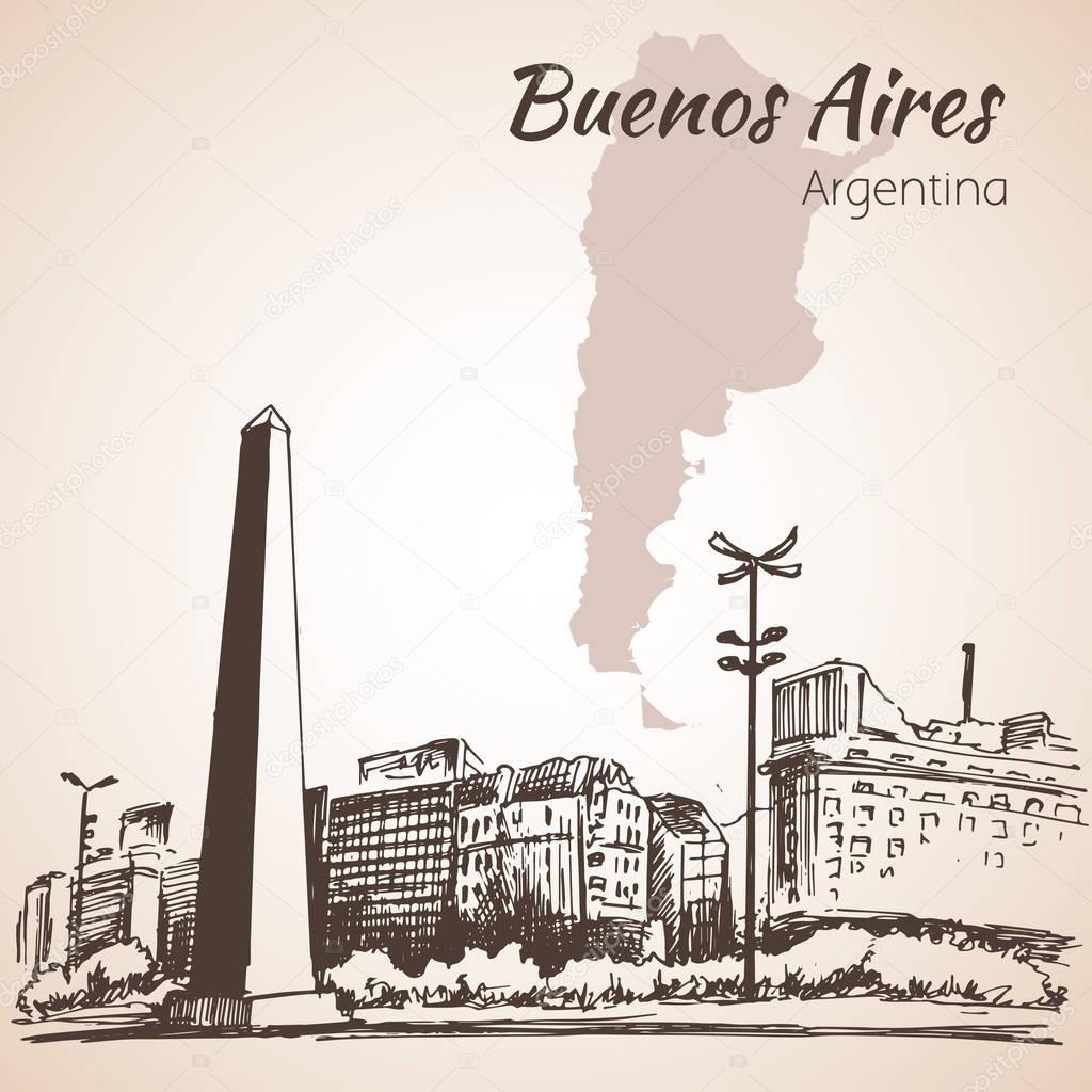 Dibujos: obelisco buenos aires dibujo | Paisaje con obelisco en Buenos ...