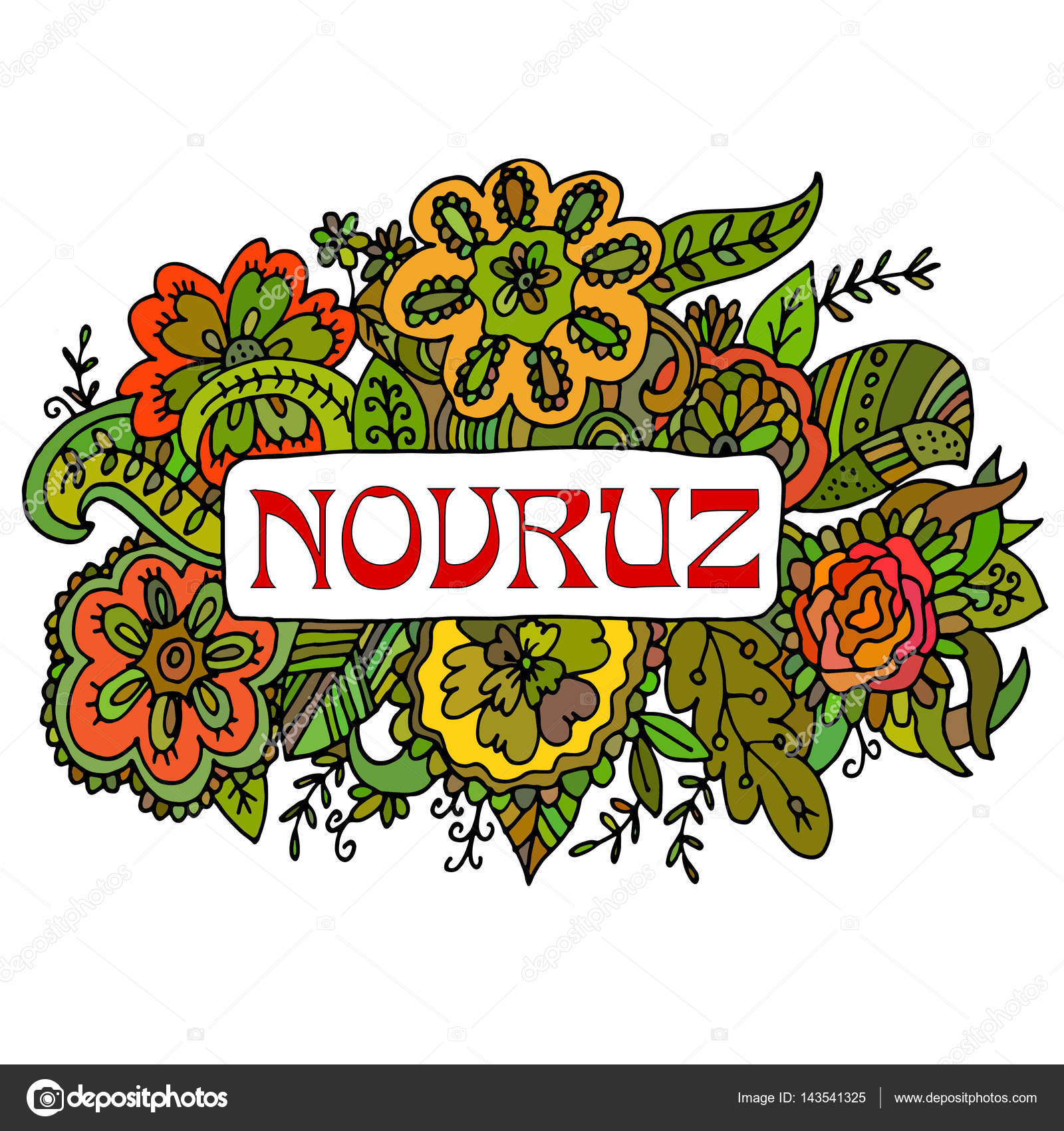 Novruz frame with flowers and leafs. Stock Vector by ©Naniti 143541325
